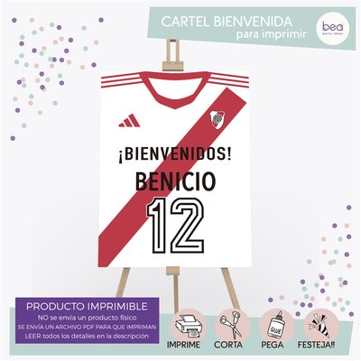 RIVER - Cartel Bienvenida Cumple - Comprar en BEA - Kits imprimibles