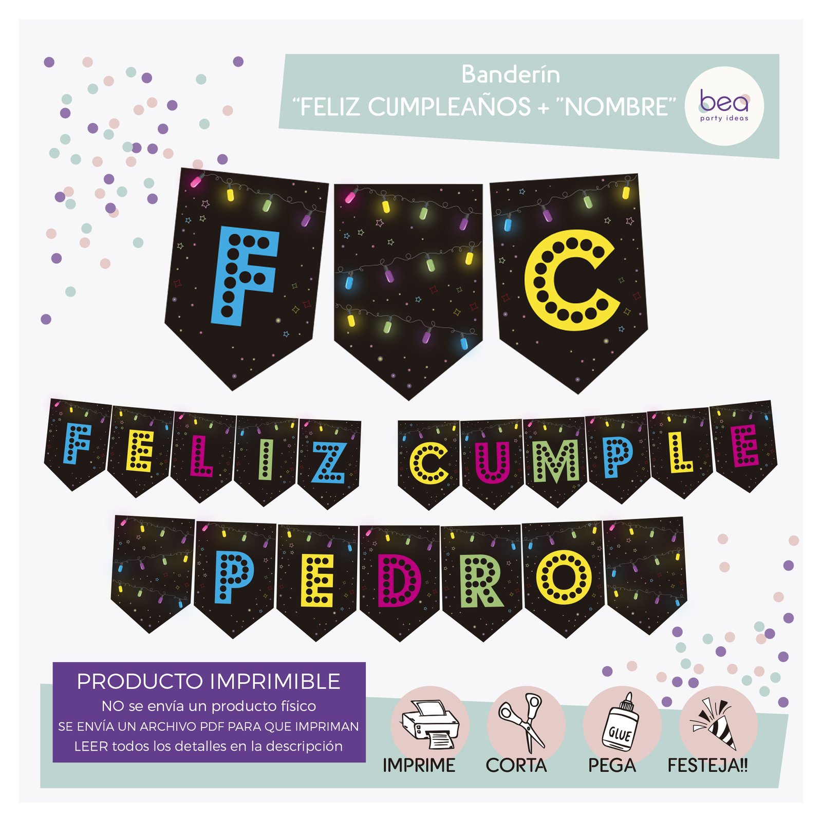 NEÓN - Banderín - Comprar en BEA - Kits imprimibles